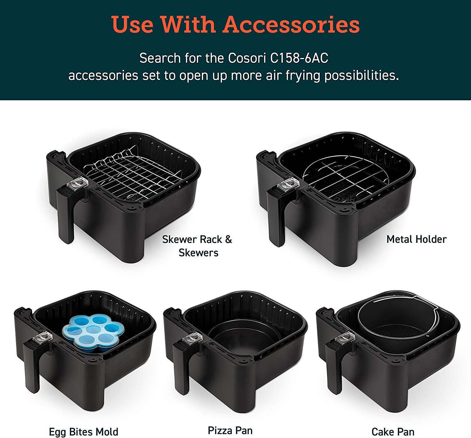 Air Fryer Accessories, Replacement 5.8QT Original Basket for CP358-AF ...