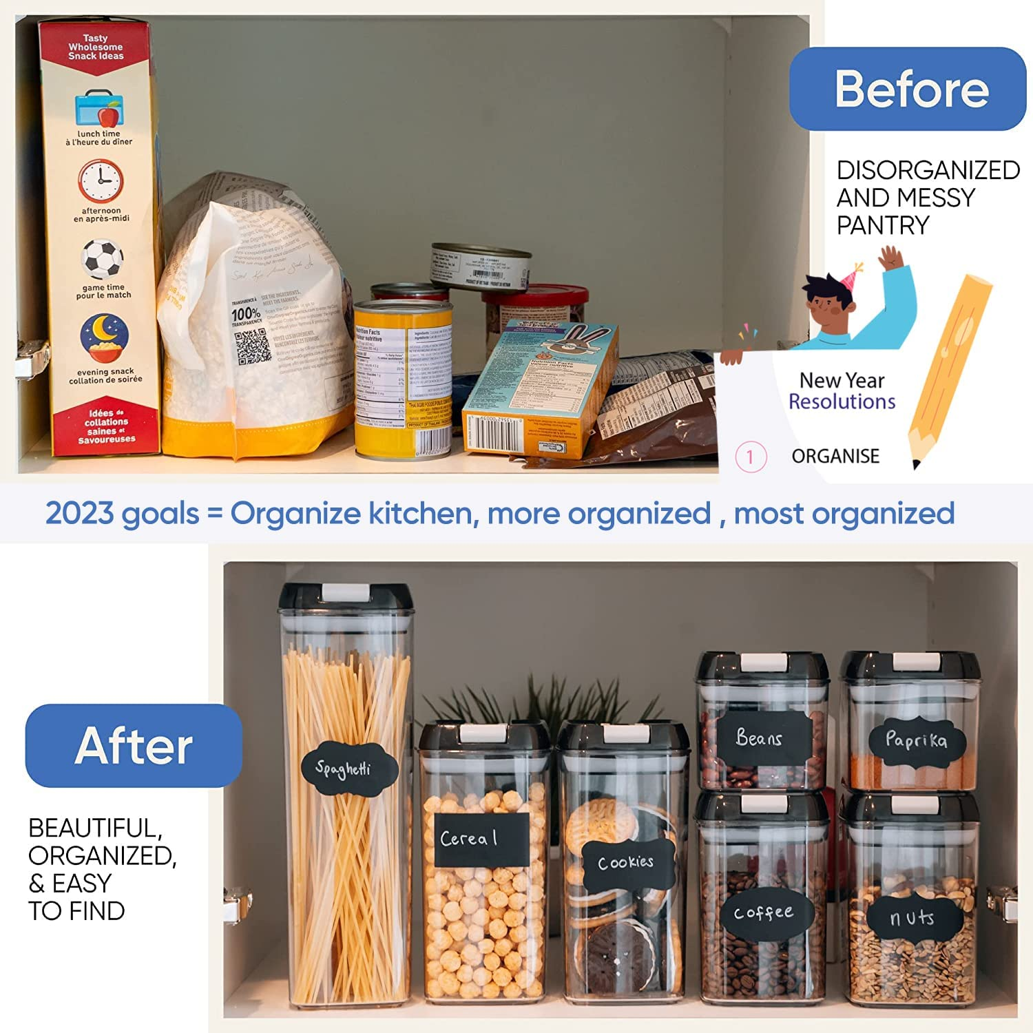 Airtight Food Storage Containers for Kitchen Pantry Organization