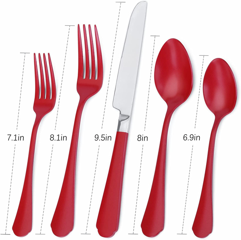 Red Silverware Set 20-Piece Stainless Steel Flatware
