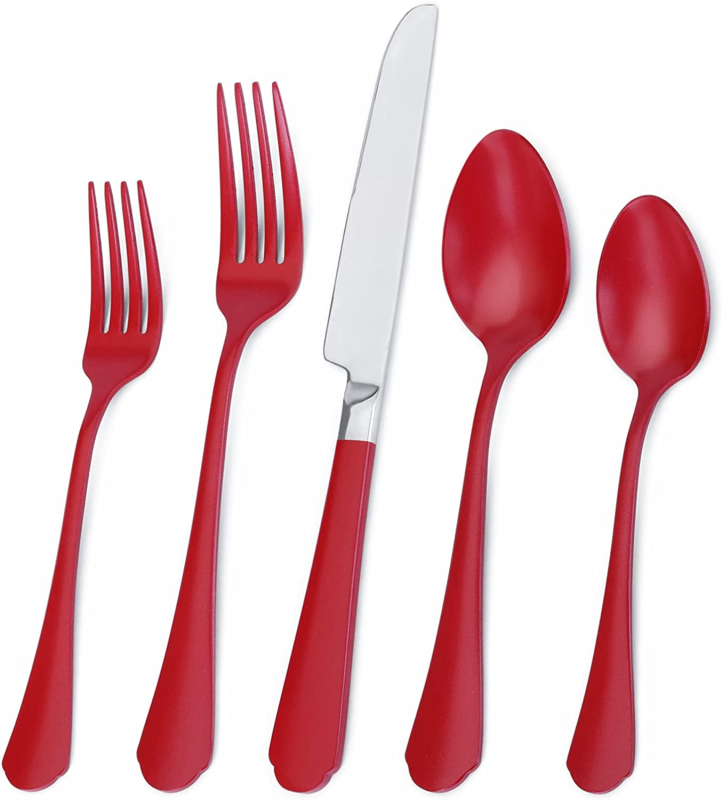 Red Silverware Set 20-Piece Stainless Steel Flatware